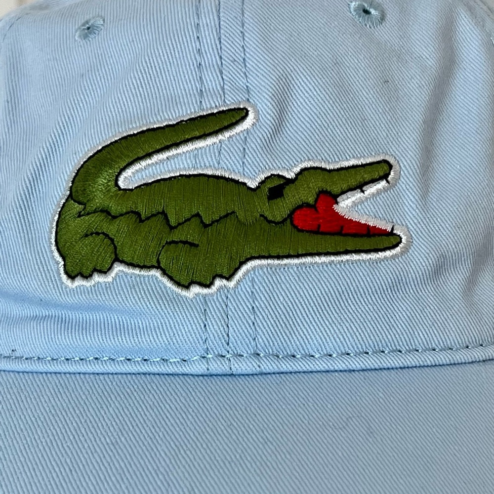 Lacoste Big Croc Crocodile Baby Blue Hat Cap Leather … - Gem